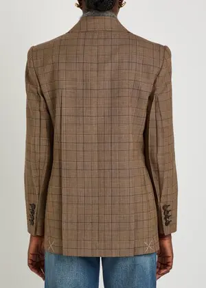 Chloé Checked Double-breasted Wool Blazer - Brown