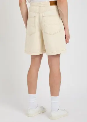 Amiri Logo-embossed Distressed Denim Shorts - Ecru
