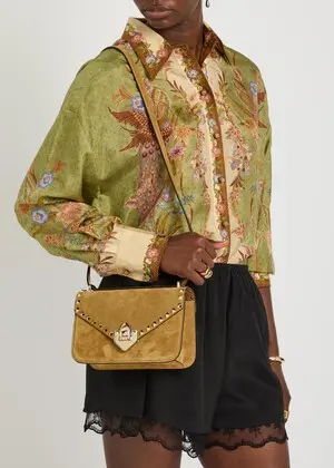 Valentino Garavani Rockstud Small Suede Shoulder Bag
