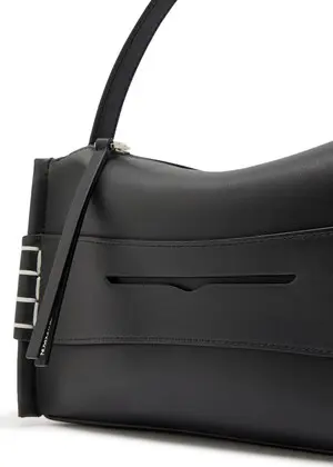 JW Anderson Leather Top Handle Bag With Whipstitching - Black