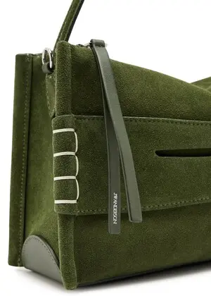 JW Anderson Suede Loafer Shoulder Bag With Whipstitching - Khaki