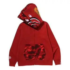 A BATHING APE A Bathing Ape Color Camo Shark Full Zip Double Hoodie Red