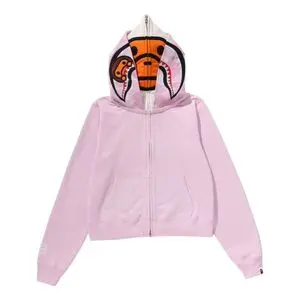 A BATHING APE Milo Shark Cropped Full Zip Double Hoodie - Pink