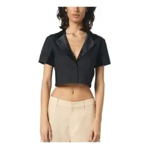 HOUSE OF CENMAR Cropped Shirt - Black