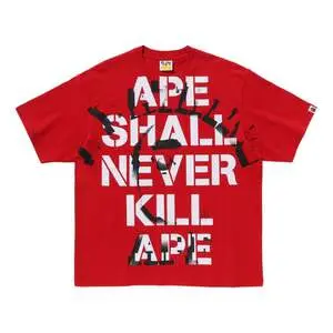 A BATHING APE Spray Print College Relaxed Fit T-shirt - Red
