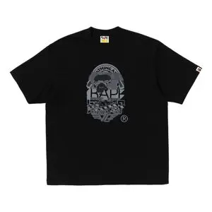 A BATHING APE Multi Logo Ape Head Relaxed Fit T-shirt - Black