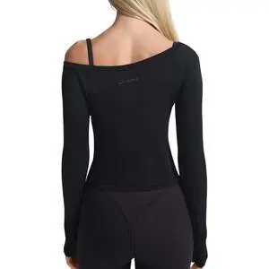 Nike X Skims Stretch Knit Off-shoulder Long Sleeve Top