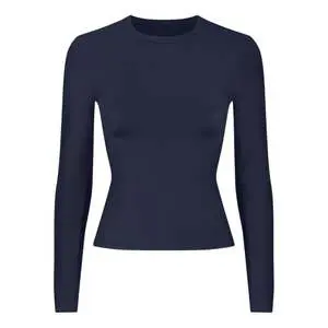 Nike X Skims Shine Long Sleeve Crew Neck Top - Navy