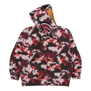 A BATHING APE Camouflage Shark Full Zip Hoodie - Red