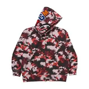 A BATHING APE Camouflage Shark Full Zip Hoodie - Red