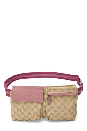 Gucci Original Gg Canvas Double Pocket Waist Pouch - Beige