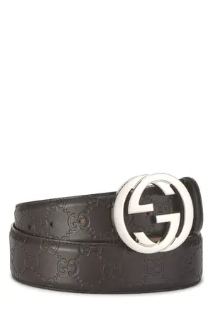 Gucci Ssima Leather Interlocking Belt 90 - Brown
