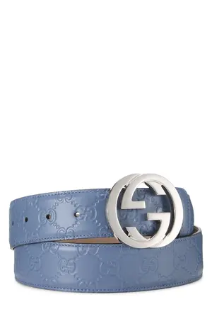 Gucci Ssima Interlocking Gg Belt 95 - Blue