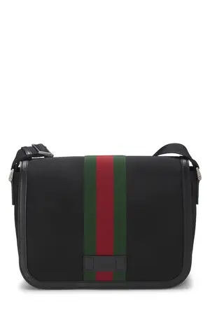 Gucci Techno Canvas Web Flap Messenger - Black
