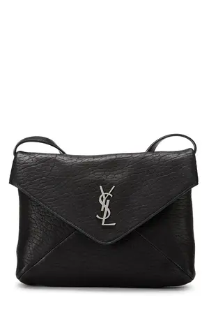 Saint Laurent Lambskin Cassandre Envelope Messenger - Black