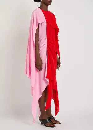 JW Anderson Cape Draped Silk-chiffon Midi Dress