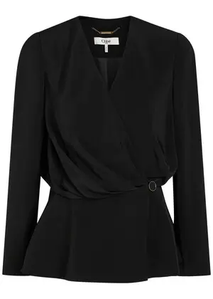Chloé Draped Woven Wrap Blouse