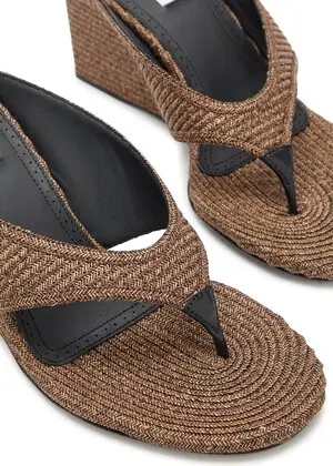 Alaïa Cube 75 Raffia Thong Wedge Mules
