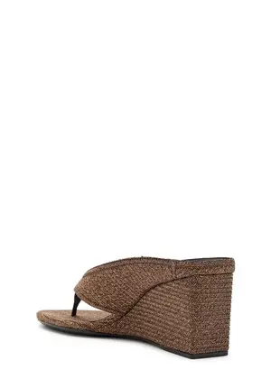 Alaïa Raffia Thong Wedge Mules