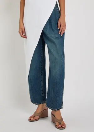 Alaïa Raffia Thong Wedge Mules
