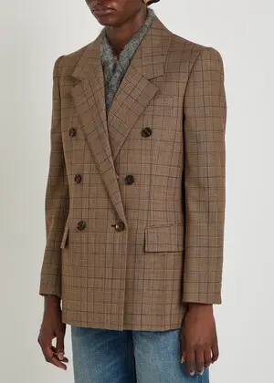 Chloé Checked Double-breasted Wool Blazer