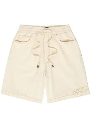 Amiri Logo-embossed Distressed Denim Shorts