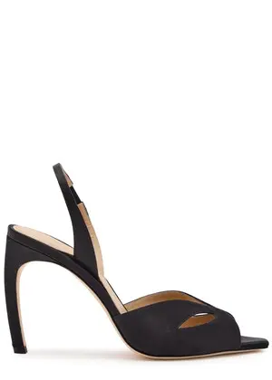Victoria Beckham Harlow 100 Satin Slingback Sandals - Black