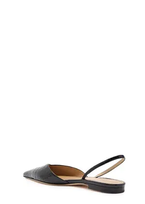 Victoria Beckham Angle Crocodile-effect Patent Leather Slingback Flats