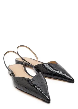 Victoria Beckham Angle Crocodile-effect Patent Leather Slingback Flats