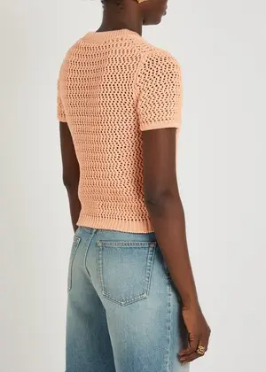 Chloé Open-knit Cotton T-shirt With Lemon Appliqu