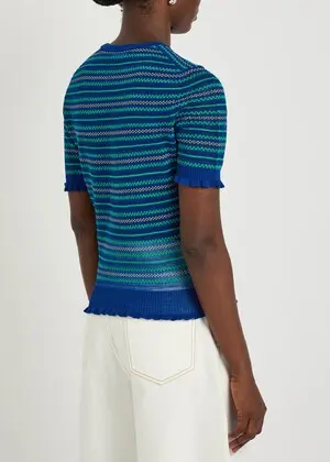 JW Anderson Fair Isle Sheer Cotton-blend Top