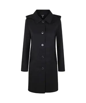 Ralph Lauren Single Breasted Hooded Coat - Black