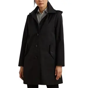 Ralph Lauren Single Breasted Hooded Coat - Black