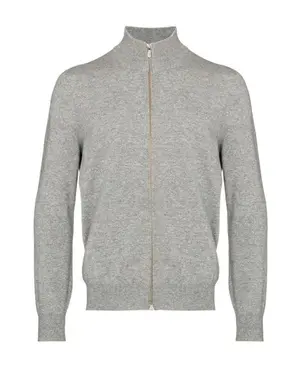 Brunello Cucinelli Cashmere High-neck Zipper Cardigan - Grey