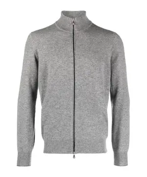 Brunello Cucinelli Cashmere High-neck Zipper Cardigan - Grey