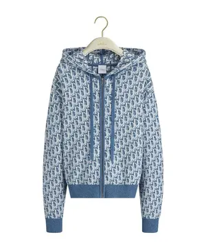 Dior Riviera Zipped Cardigan With Hood - Blue