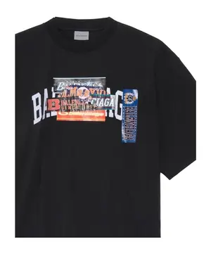 Balenciaga Bumper Stickers Medium Fit T-shirt - Black