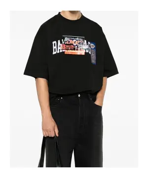 Balenciaga Bumper Stickers Medium Fit T-shirt - Black