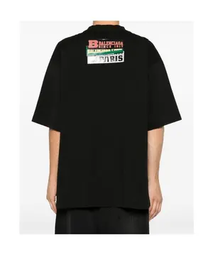 Balenciaga Bumper Stickers Medium Fit T-shirt - Black
