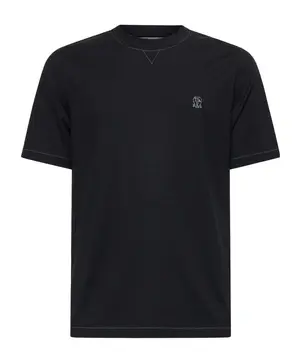 Brunello Cucinelli Logo Embroidered Crewneck T-shirt