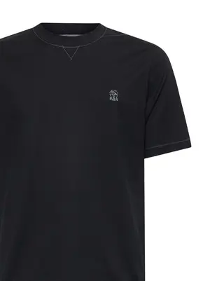 Brunello Cucinelli Logo Embroidered Crewneck T-shirt