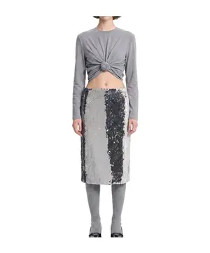 Magda Butrym Knotted Long Sleeve Jersey Blouse