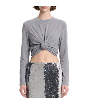 Magda Butrym Knotted Long Sleeve Jersey Blouse