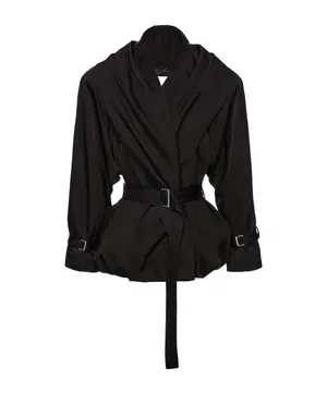 Magda Butrym Draped Collar Cotton-silk Blend Jacket - Black