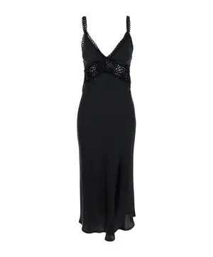 SEMICOUTURE Semi Couture Jacinta Long Dress With Crochet - Black