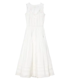 DÔEN Hortense Dress Organic Cotton Maxi Dress With Embroidered Detail - Salt