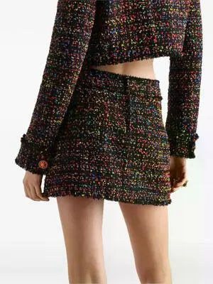 Dolce & Gabbana Multi-colored Tweed Mini Skirt With Fringe Detail