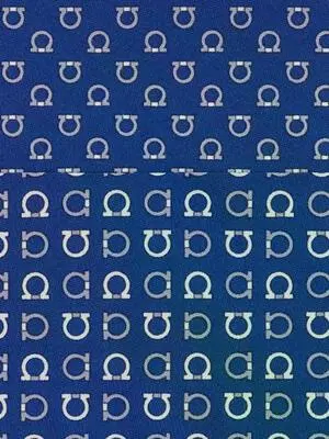 FERRAGAMO Gancini Print Silk Neck Tie - Blue