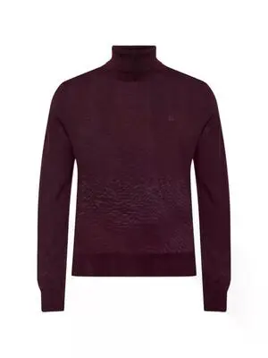 Dsquared2 Burgundy Wool Embroidered Logo Roll Neck Long Sleeve Sweater