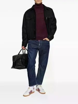 Dsquared2 Burgundy Wool Embroidered Logo Roll Neck Long Sleeve Sweater
